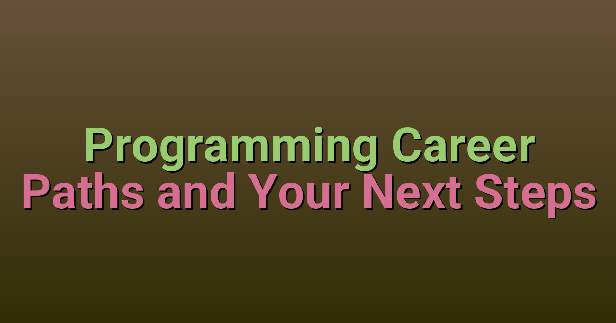 Programming Career Paths and Next Steps for Beginners